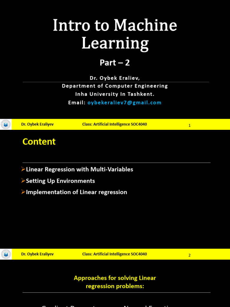 5.2. Intro To Machine Learning | PDF | Loss Function | Regression Analysis