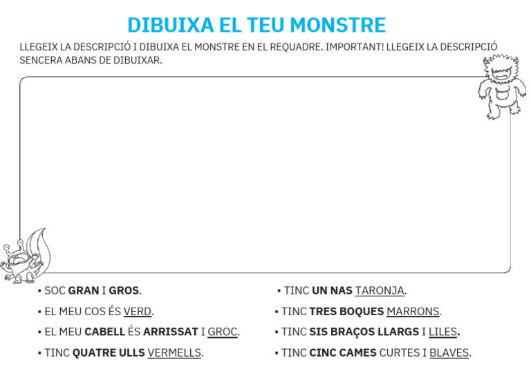 Ficha de actividad Dibuja a mi monstruo.pdf.pdf | PDF