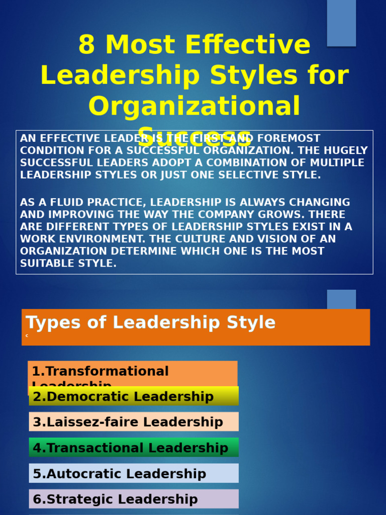 Types of Leadership Styles | PDF | Leadership | Transformational Leadership
