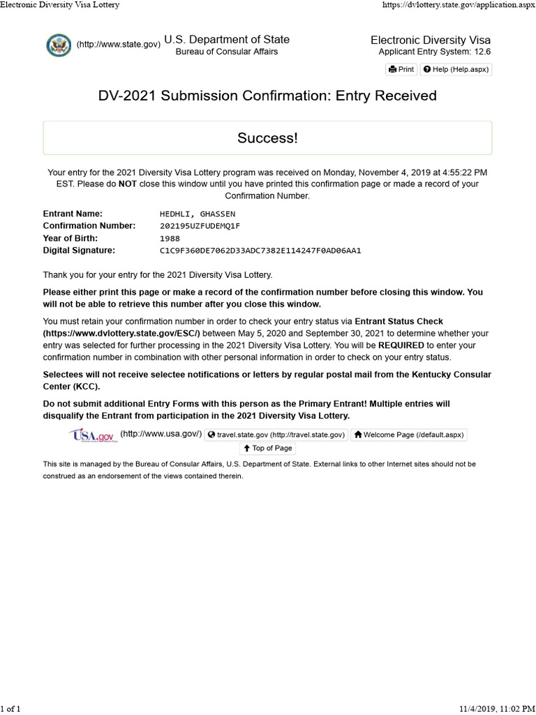 Electronic Diversity Visa Lottery | PDF | Travel Visa | Immigration