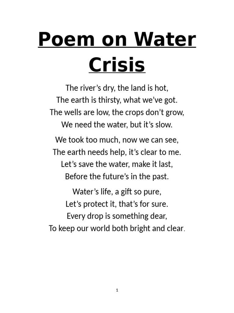 Poem on Water Crisis Awareness | PDF