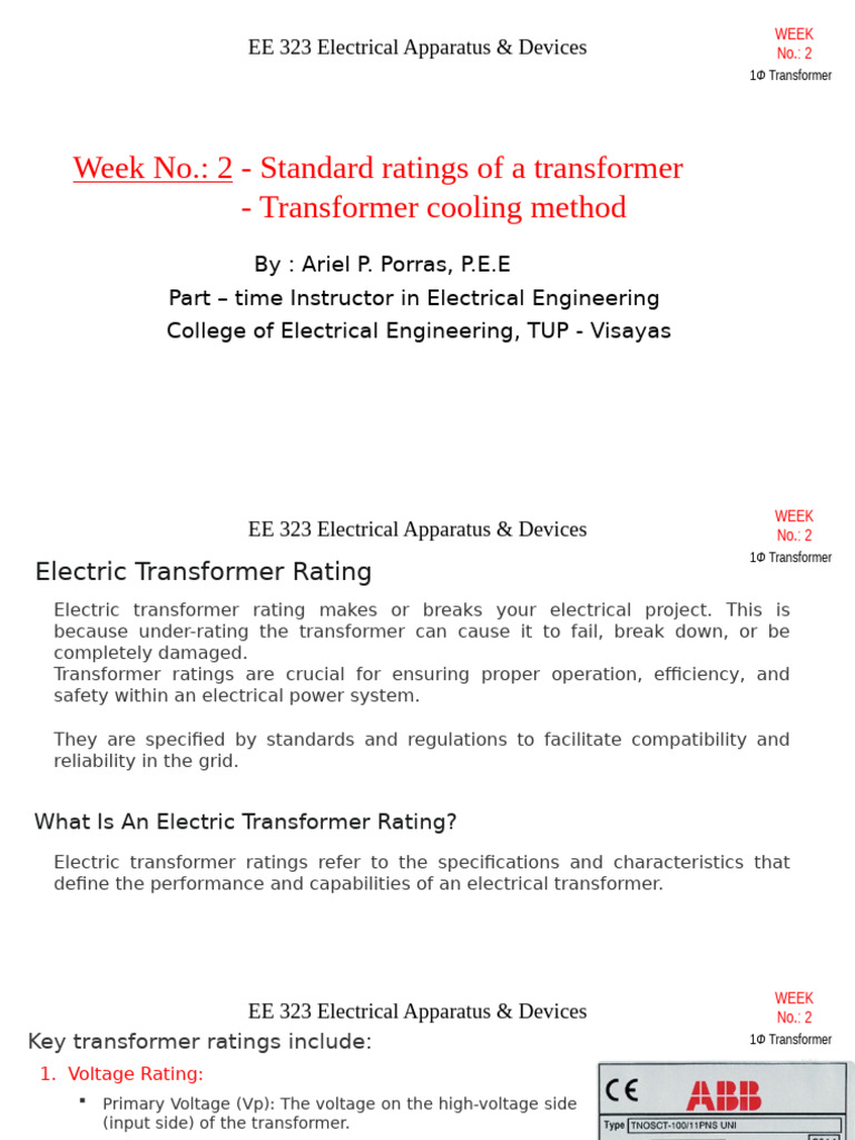 Transformer Ratings & Cooling Methods | PDF | Transformer | Insulator ...