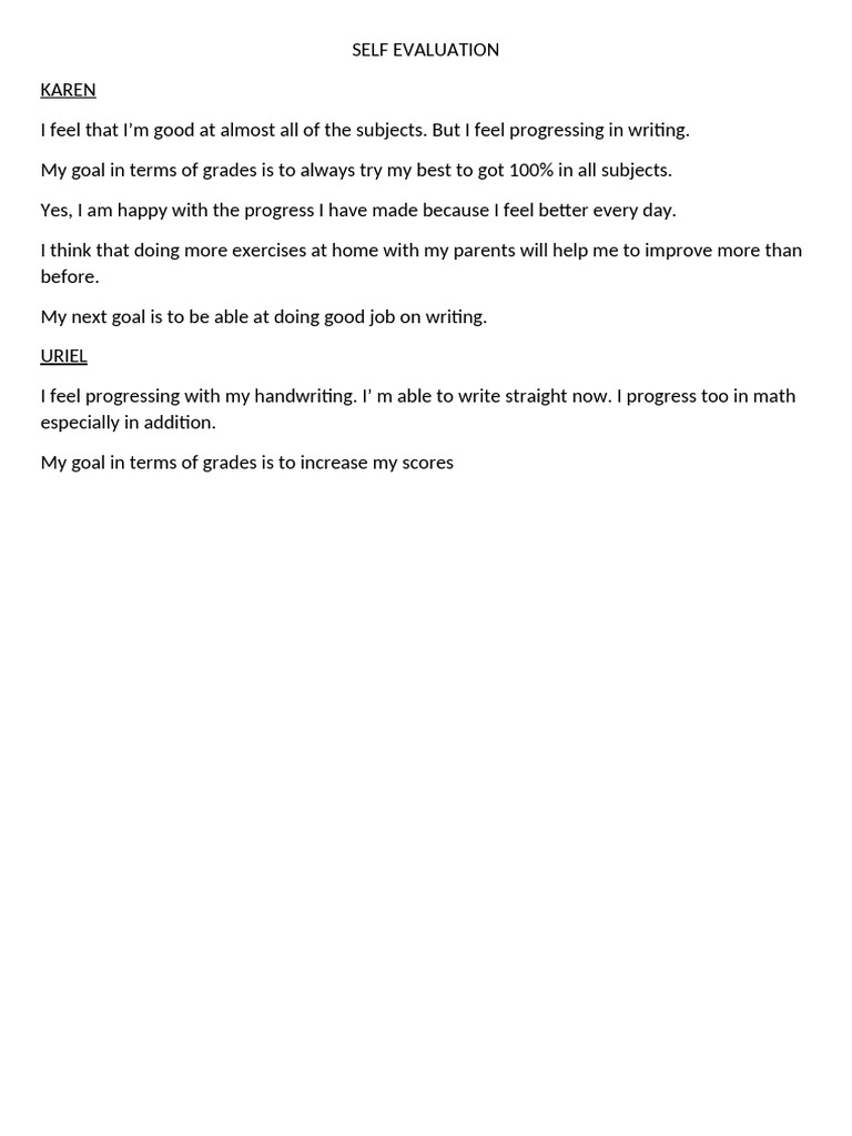 Self Evaluation | PDF