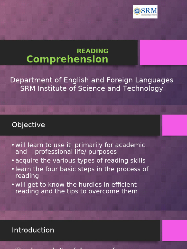 class 12 Reading Comprehension | PDF | Reading Comprehension | Speed ...