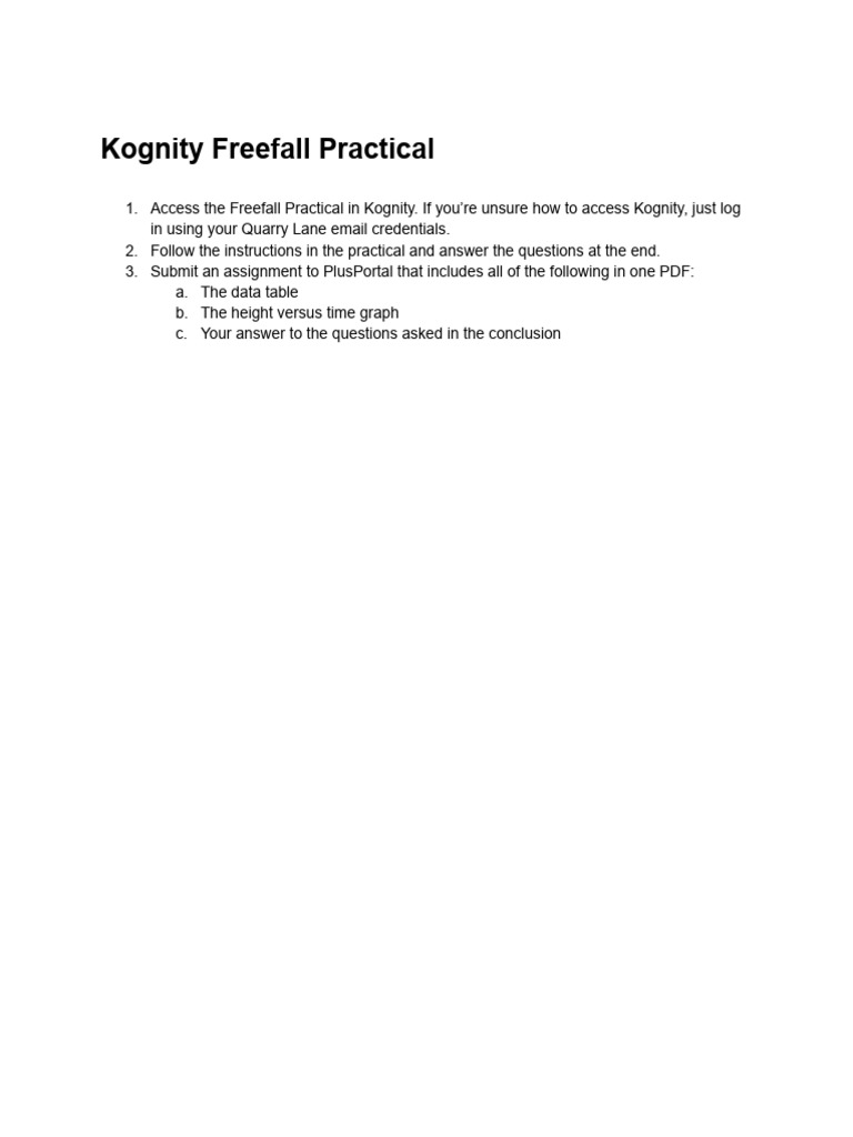 Kognity Freefall Practical | PDF
