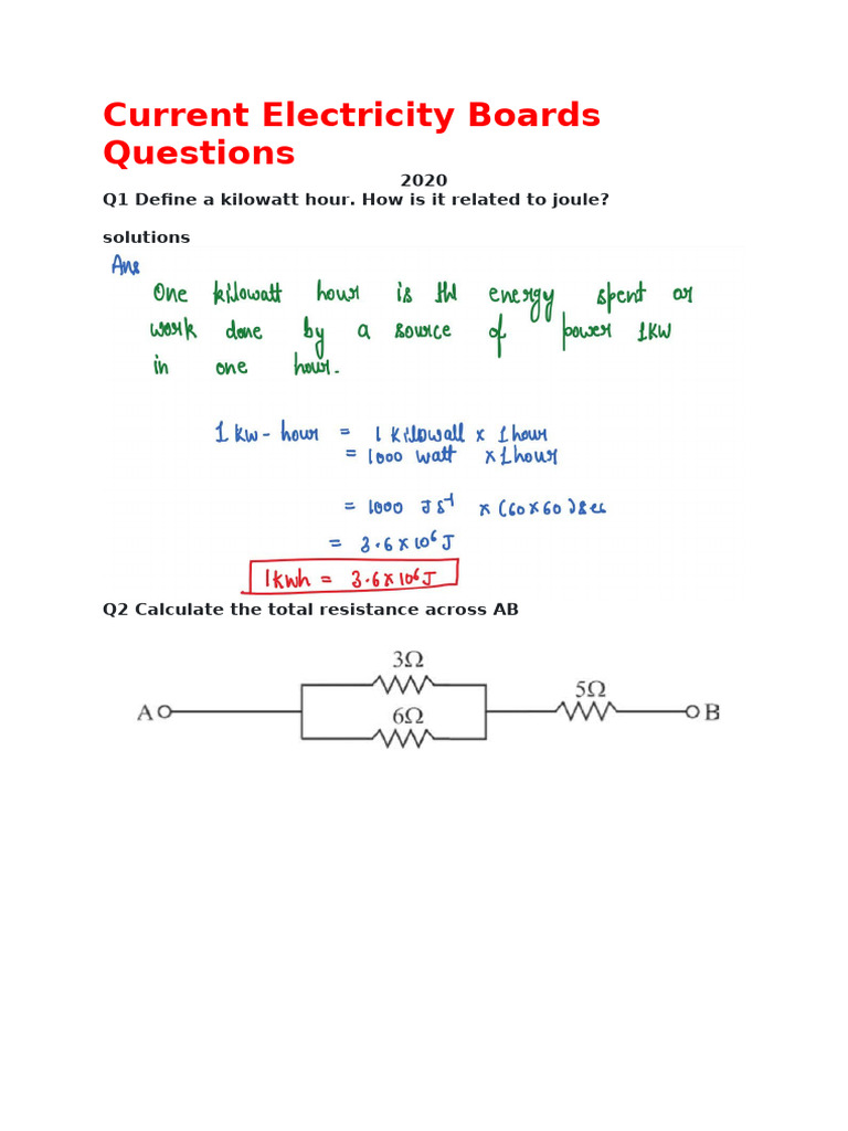 PYQ | PDF | Electrical Resistance And Conductance | Voltage