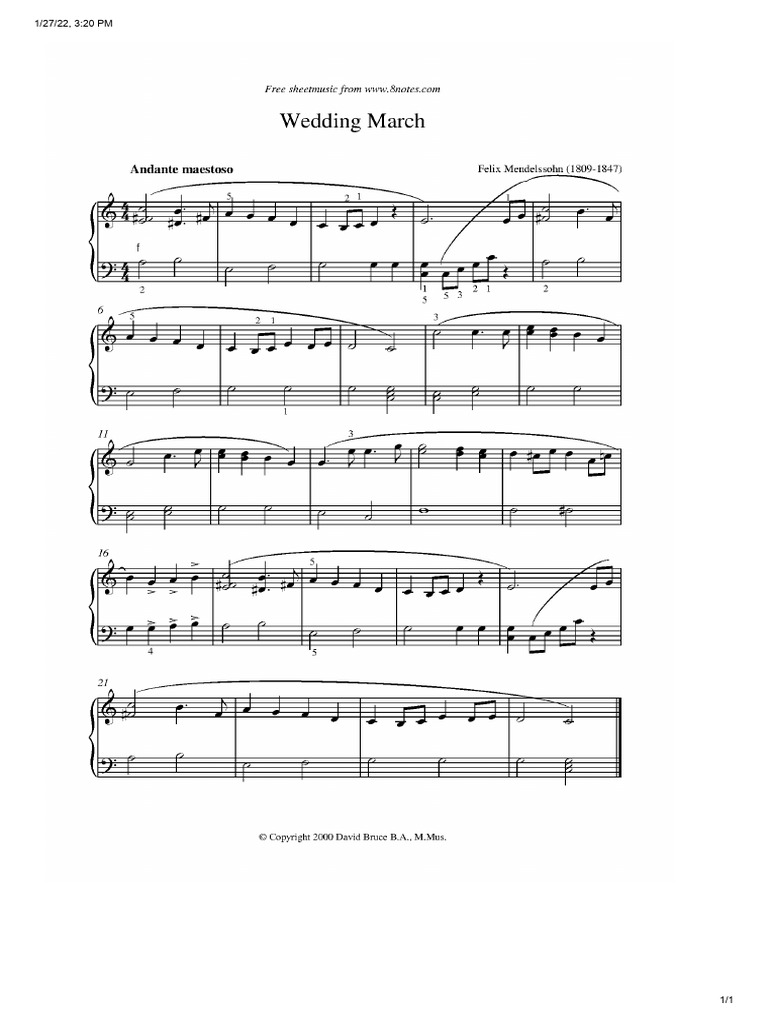 Wedding March Piano Sheet | PDF