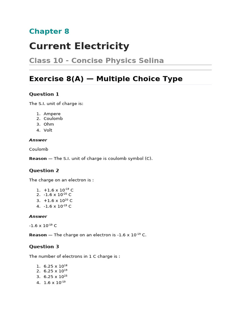 Selina Solution | PDF | Electrical Resistance And Conductance | Electrical Resistivity And ...