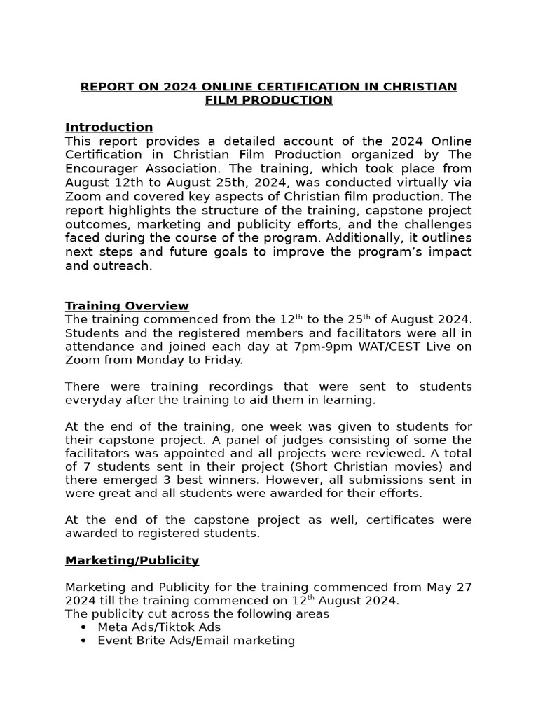 TRAINING REPORT | PDF