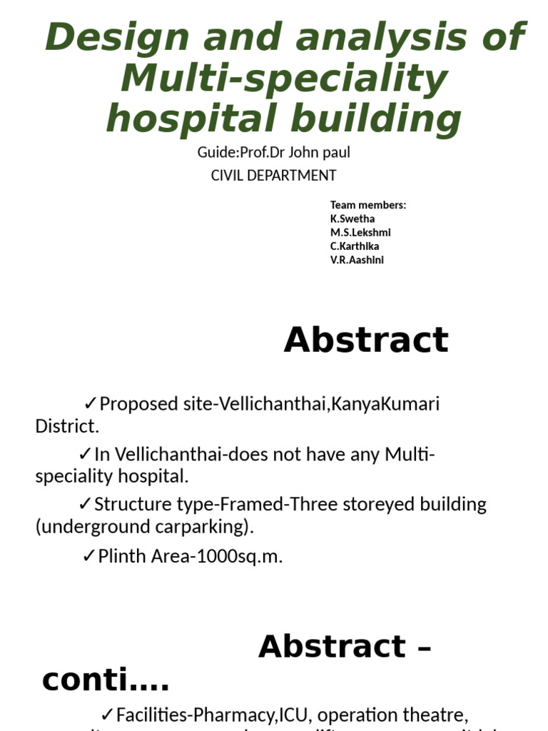Multi-Speciality Hospital Design Analysis | PDF