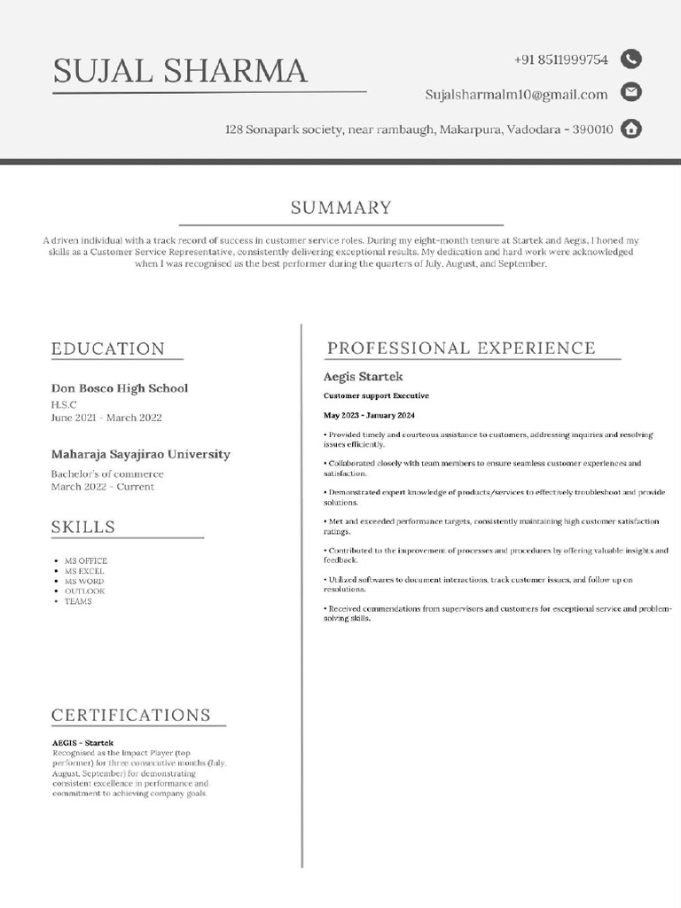 Sujal Resume | PDF
