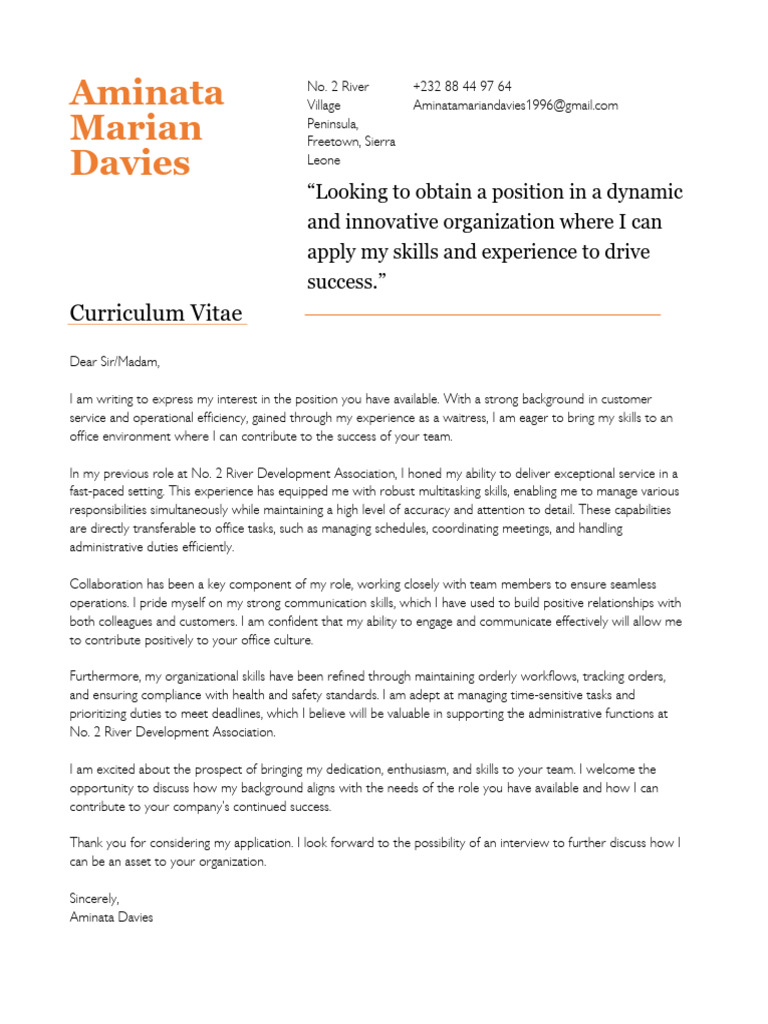 Aminata Marian Davies CV | PDF | Communication | Social Psychology