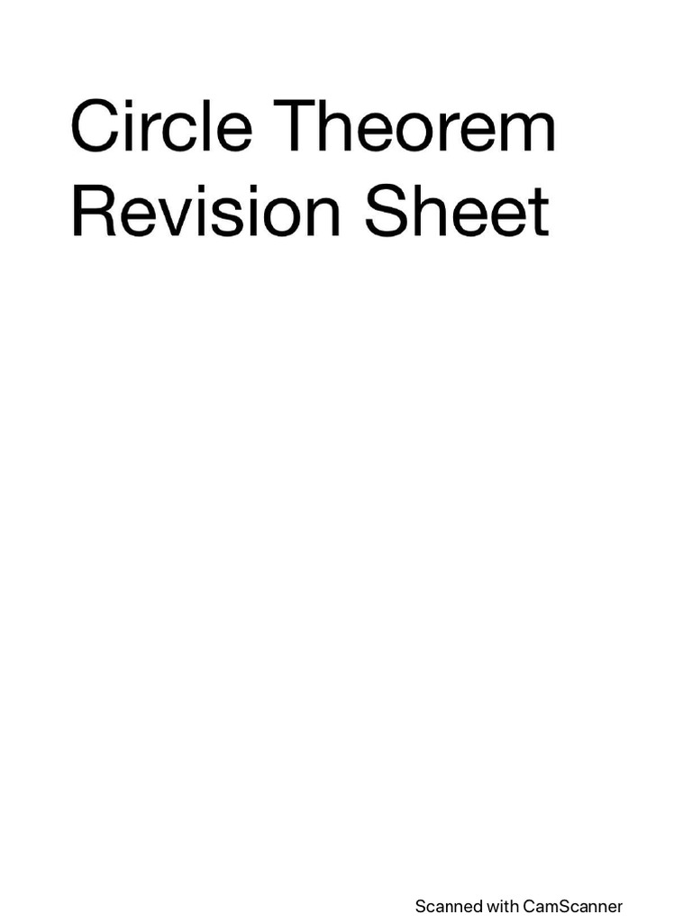 Circle Theorem Revision Sheet | PDF