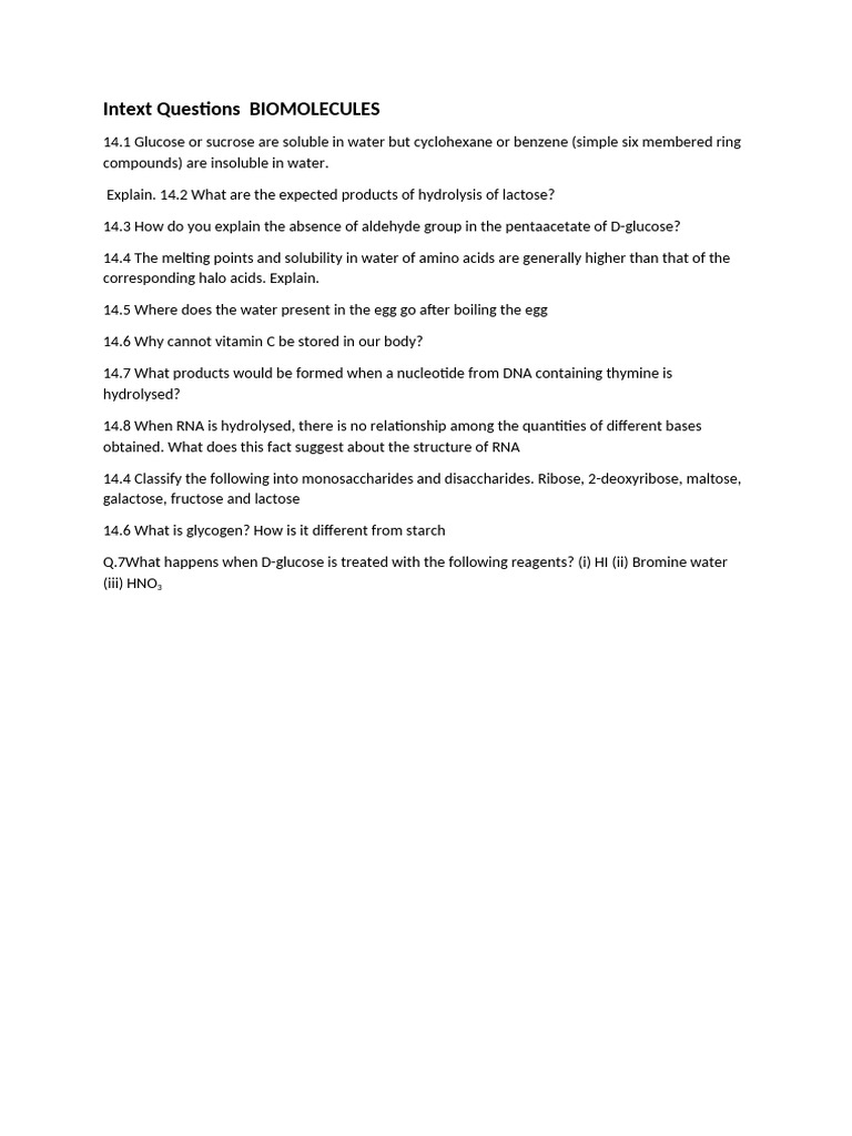 Worksheet-3 Biomolecules | PDF