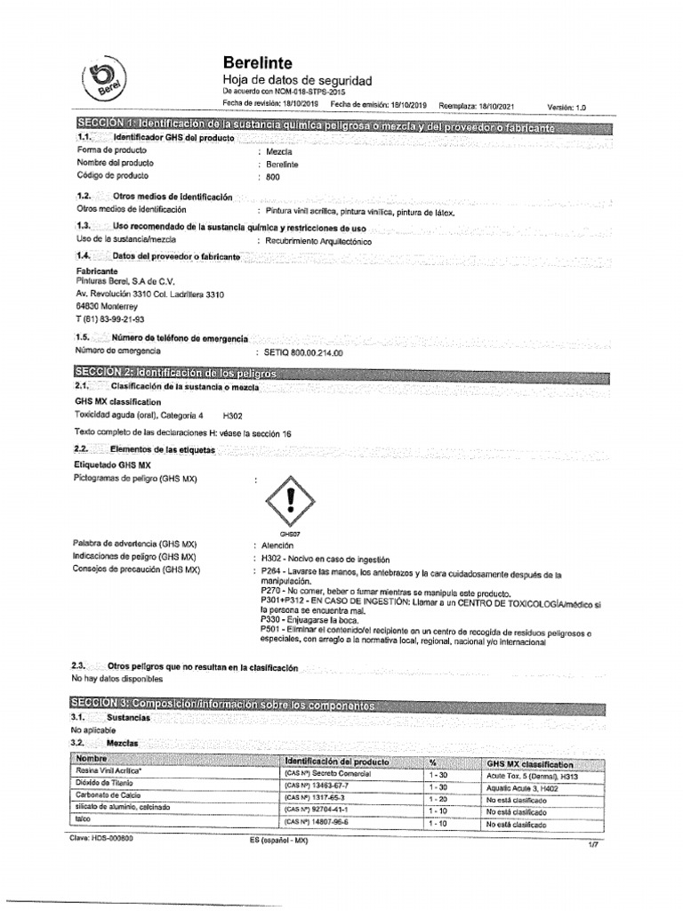 Berelinte 800 Pintura Vinil Acrilica | PDF