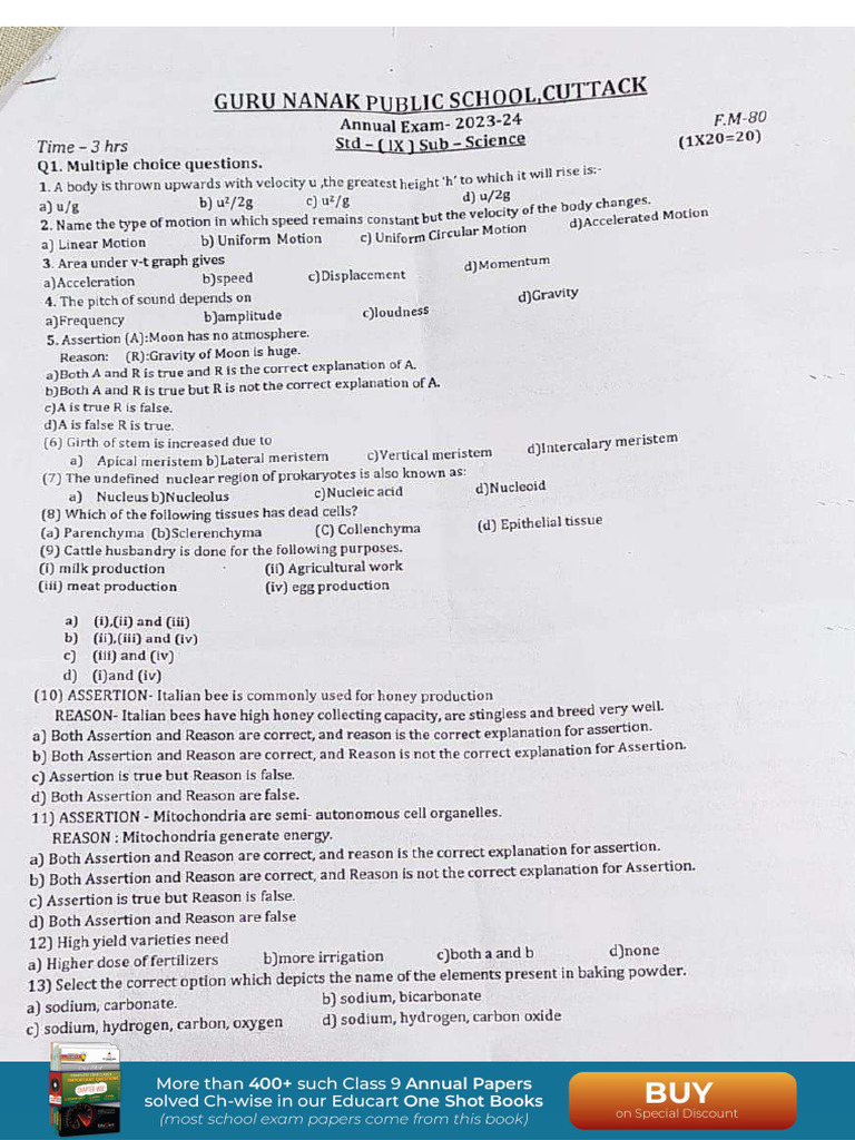 Guru Nanak Public School Paper 19 | PDF