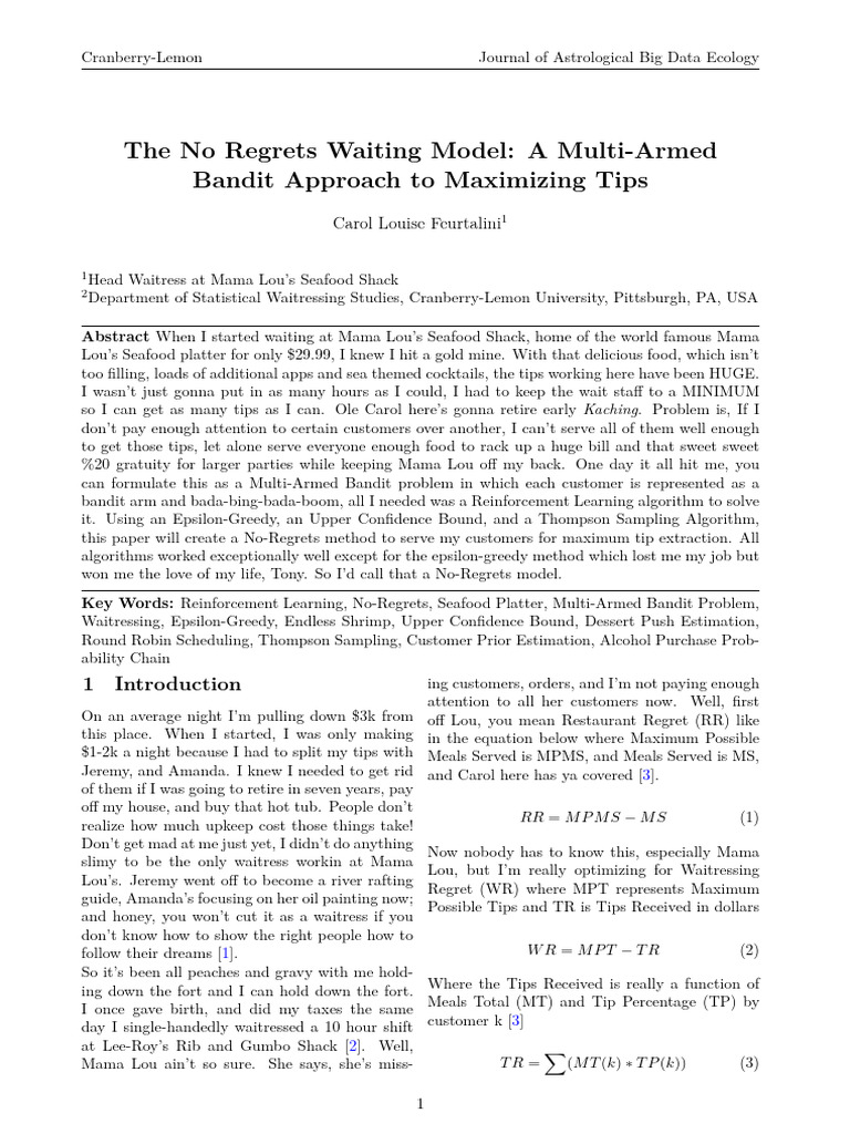 No Regrets Waiting Model | PDF | Kalman Filter