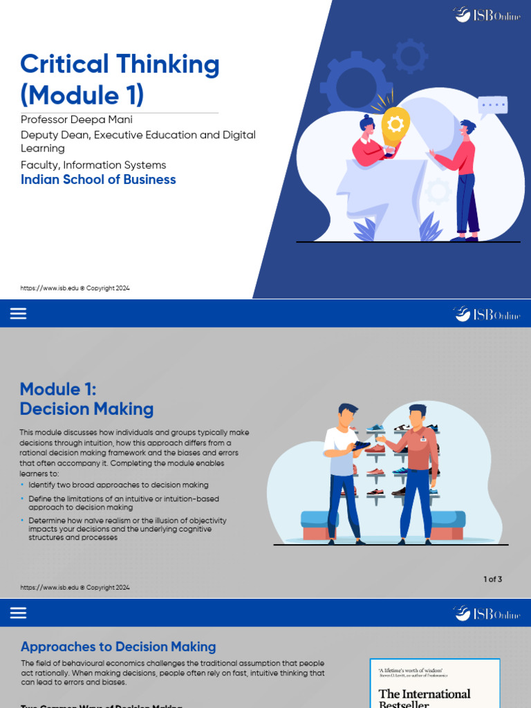 Critical Thinking Module 1 | PDF | Intuition | Decision Making