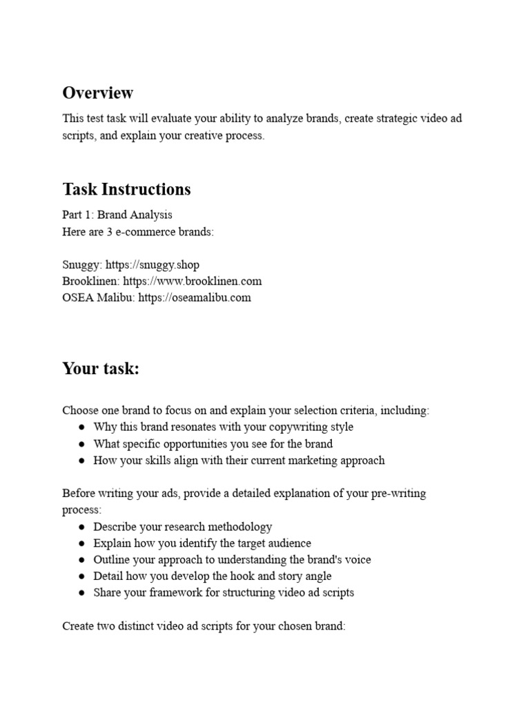 Email Copywriting Task | PDF