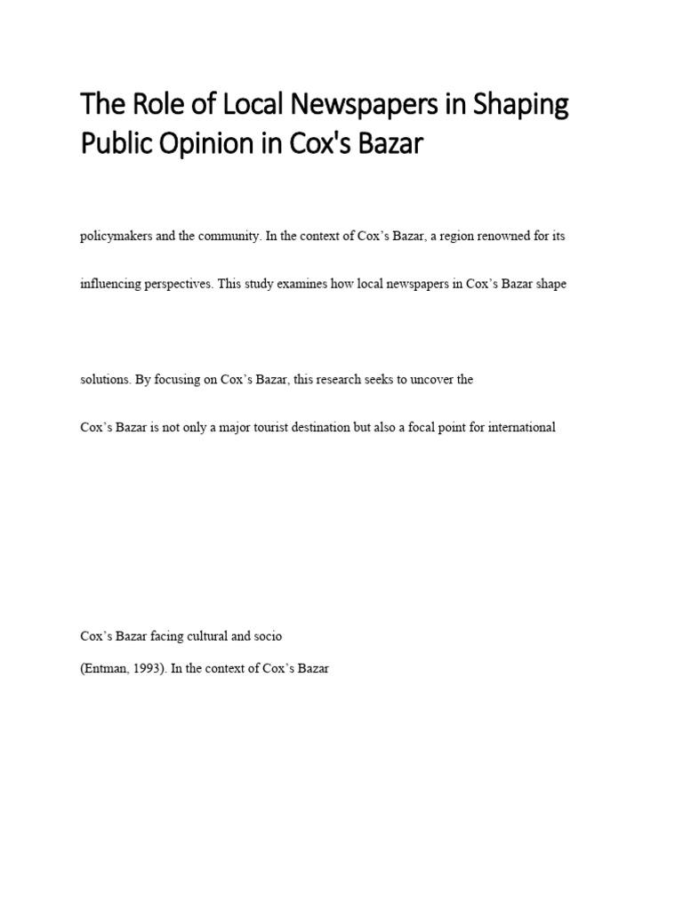 The Role of Local Newspapers in Shaping Public Opinion in Cox | PDF ...