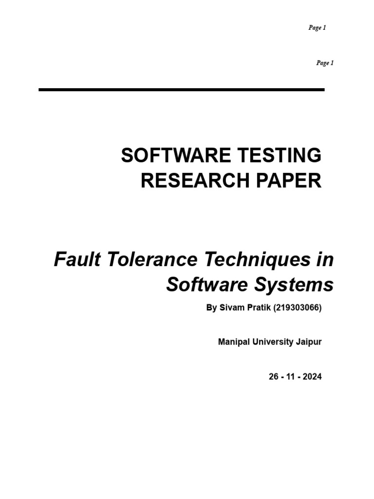 Sivam 219303066 Research Paper Reliability | PDF | Fault Tolerance | Reliability Engineering