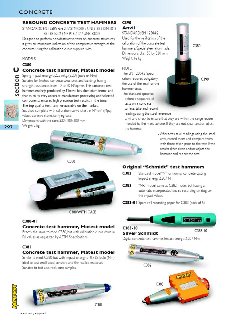 Matest C380 Concrete Test Hammer Guide | PDF | Concrete | Hammer