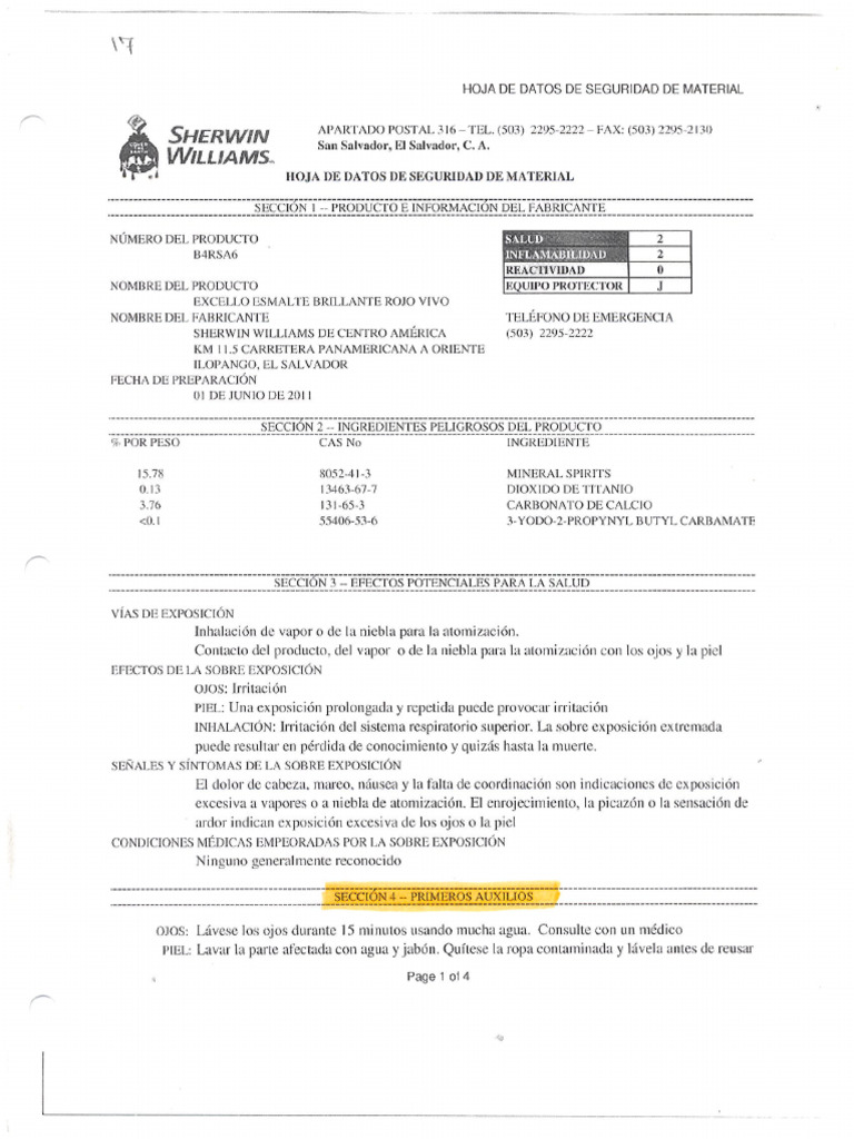 Excello Esmalte Rojo (Pintura Sherwin Williams) | PDF