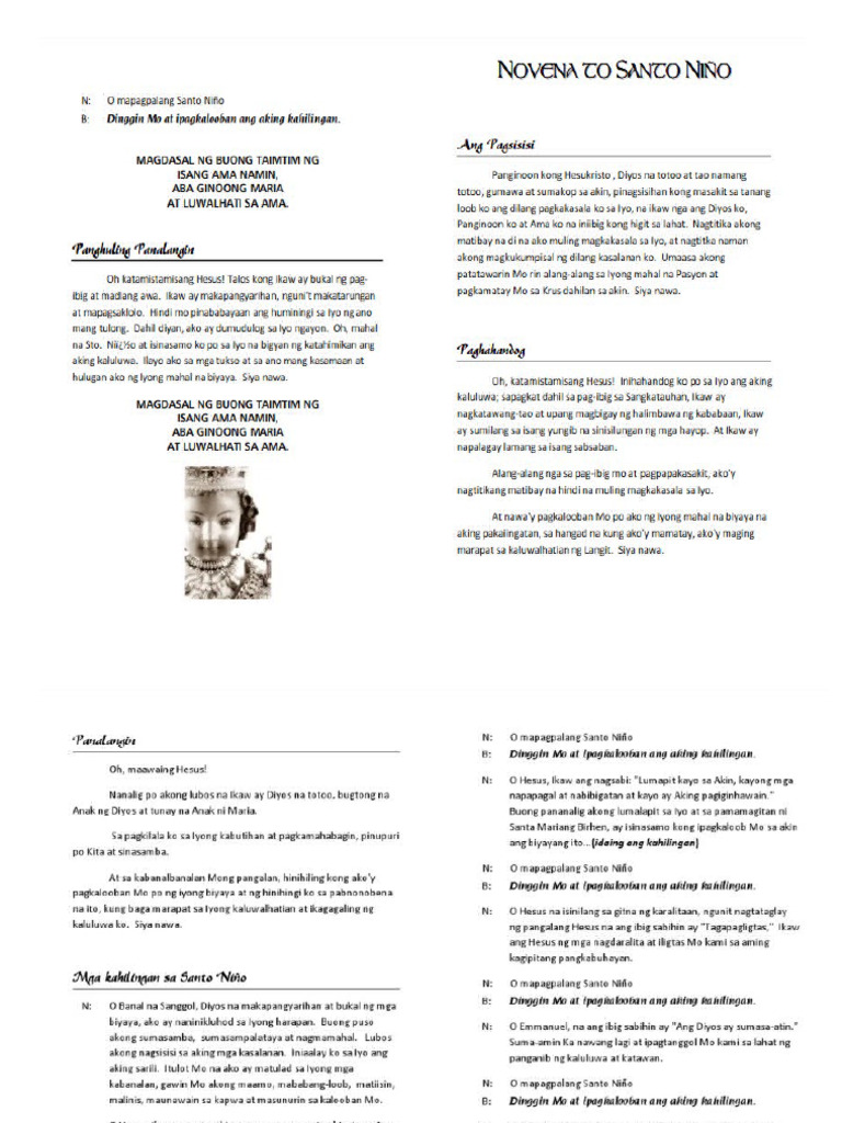 Pagsisiyam Sa Banal Na Sanggol - Novena | PDF