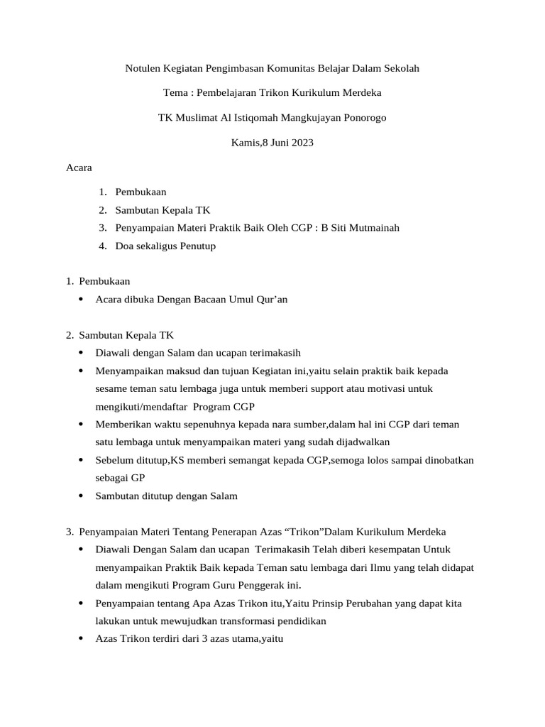Penerapan Azas Trikon di Kurikulum Merdeka | PDF