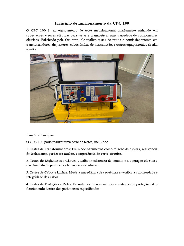 Principio de funcionamento da CPC 100 | PDF