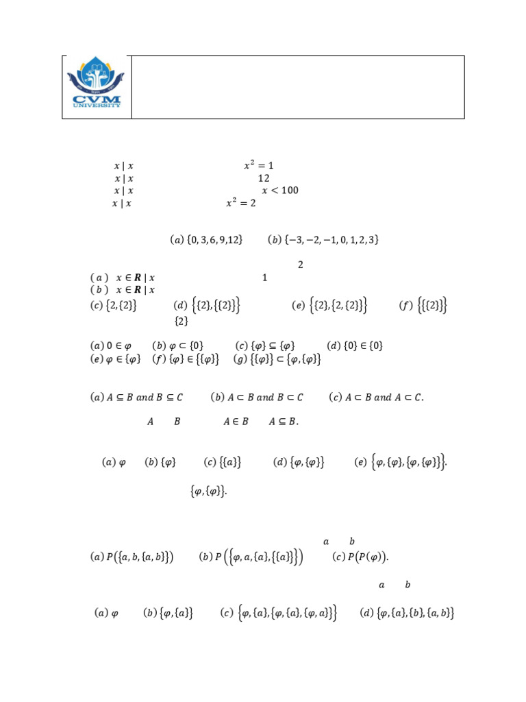 Share 1 Set Theory - Tutorial 1 | PDF | Mathematical Notation | Discrete Mathematics