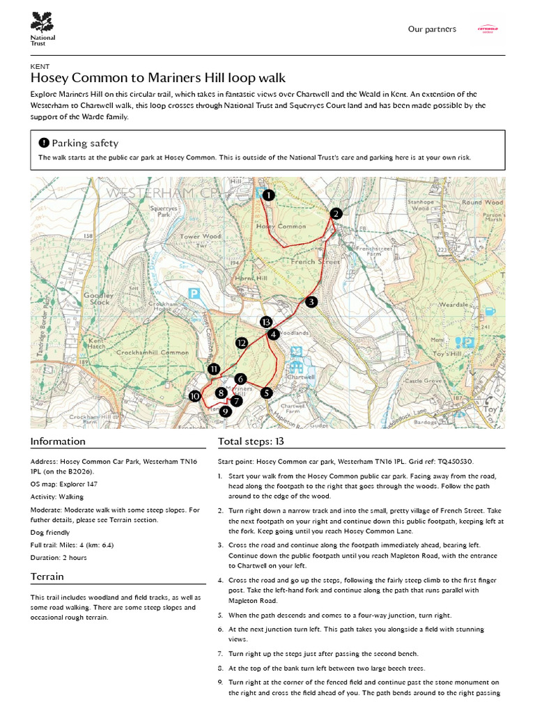 Hosey Common to Mariners Hill Walk | PDF | Trail | Road