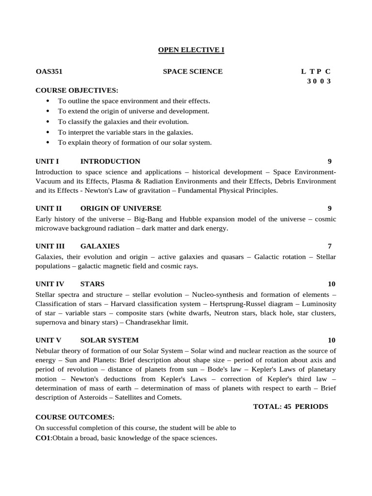 SPACE SCIENCE SYLLABUS (1) | PDF | Stars | Universe