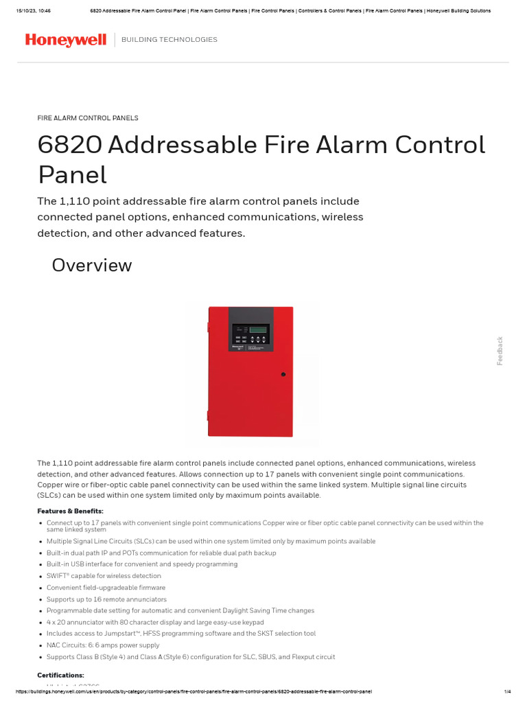 6820 Addressable Fire Alarm Panel | PDF | Wireless | Information And ...
