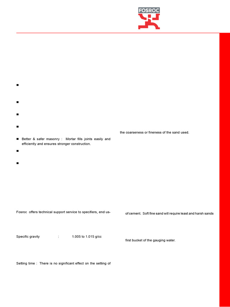Cebex 112 Mortar Plasticiser Guide | PDF | Mortar (Masonry) | Cement