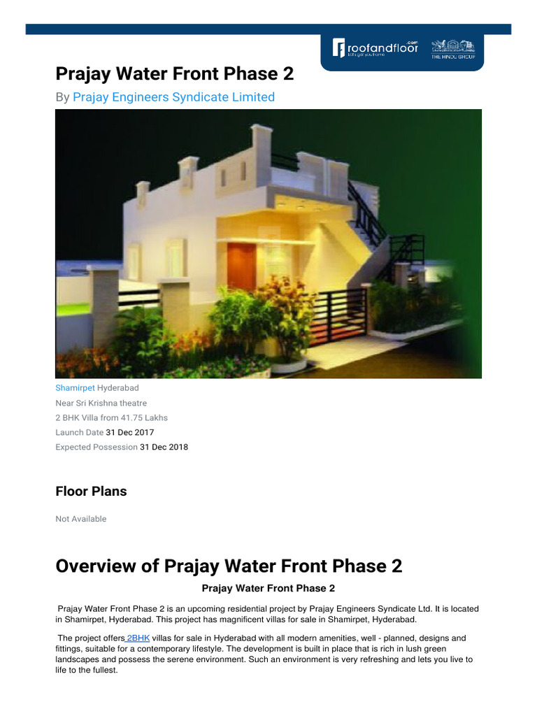 Prajay Water Front Phase 2 Automated - Brochure | PDF | Tile