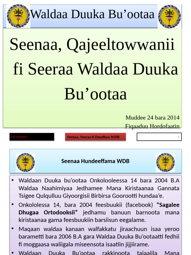 Waldaa Duka Bu'oota | PDF