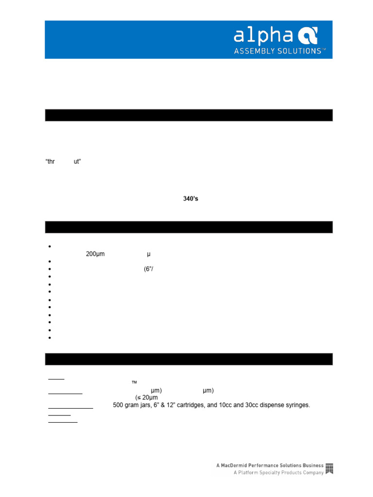 Alpha Assembly Solutions Inc-1998 - 240902-TDS - VD | PDF