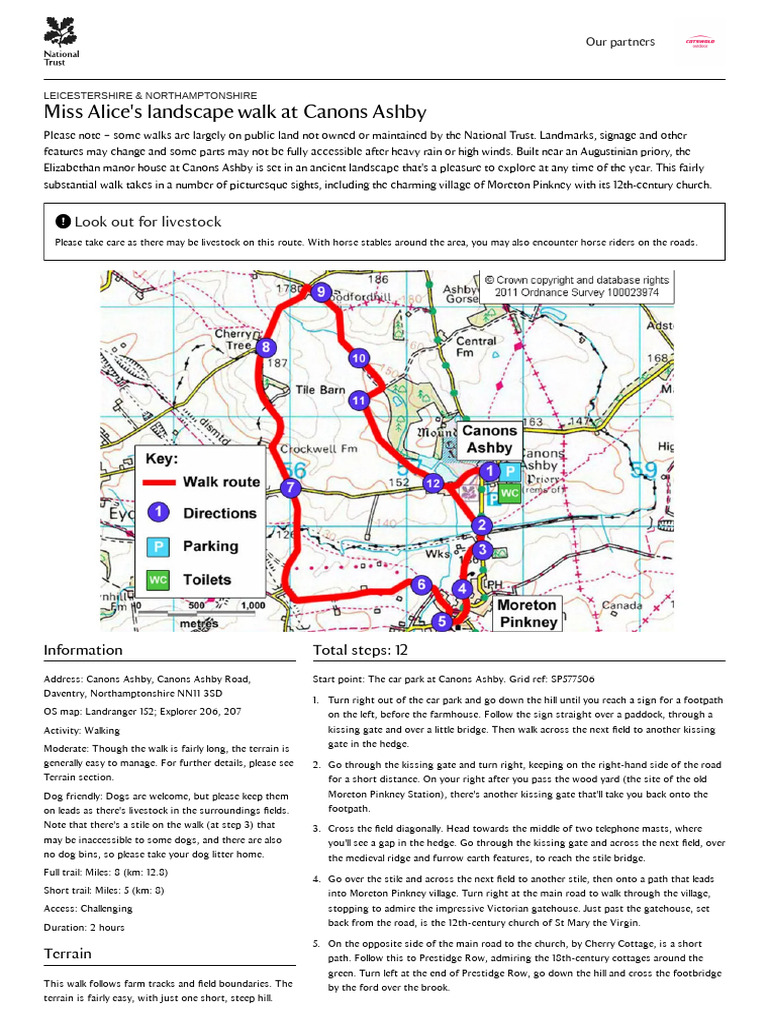 Miss Alices Landscape Walk at Canons Ashby Walking | PDF