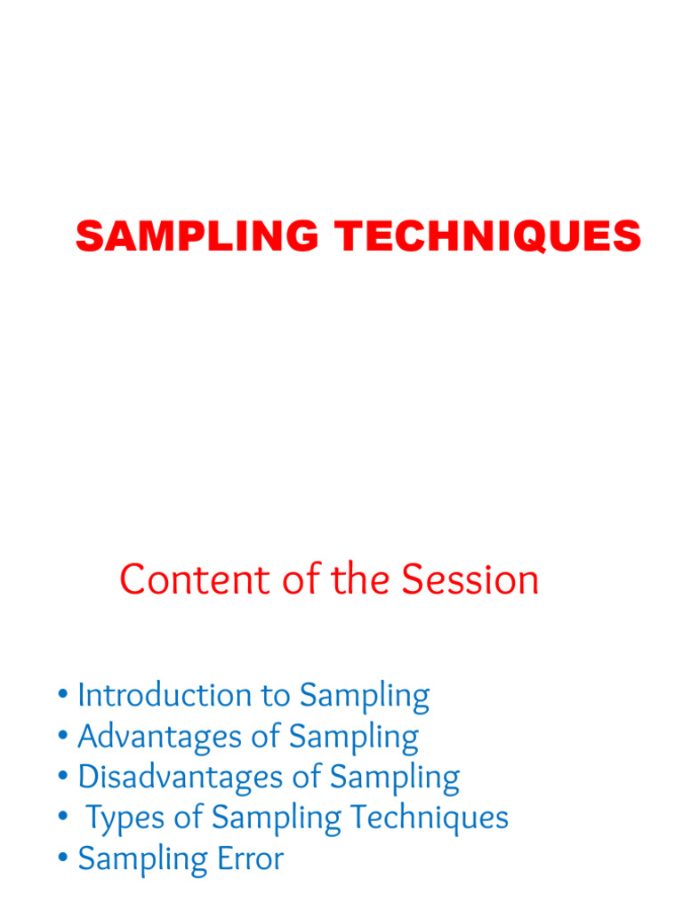 Sampling Techniques Autosaved | PDF | Sampling (Statistics) | Sample Size Determination