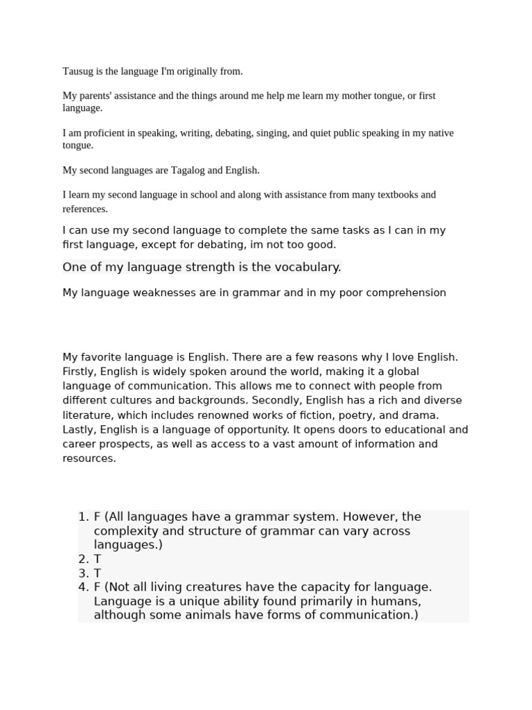Language Biography: My Linguistic Journey | PDF | English Language ...