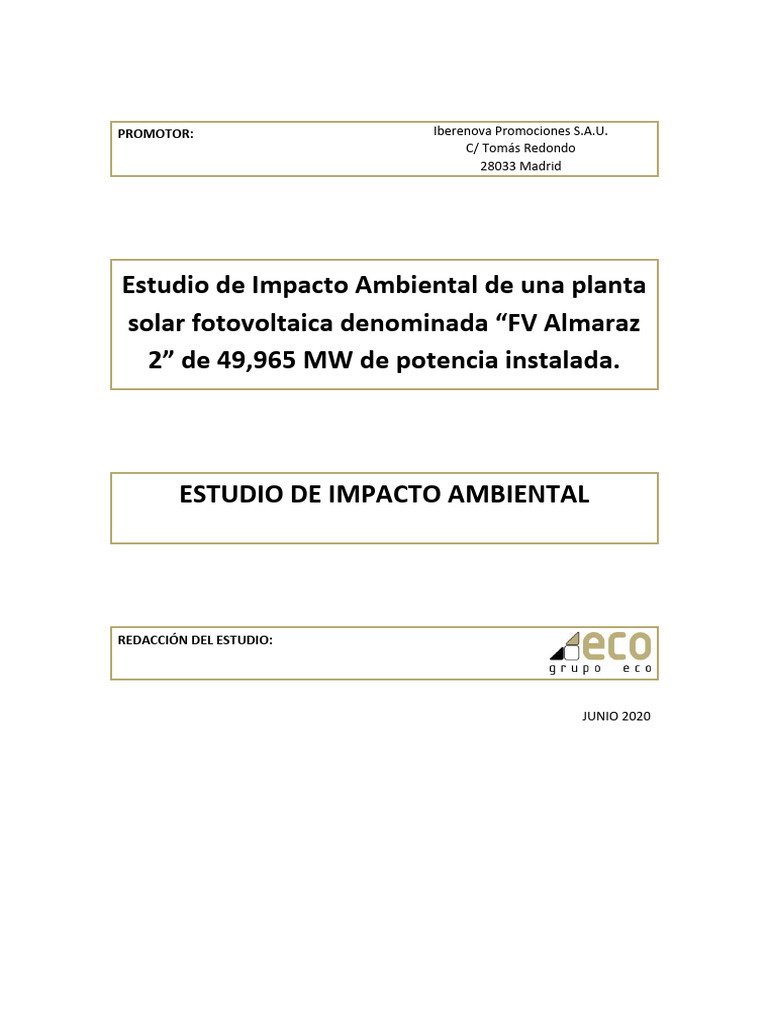 Estudio Impacto Ambiental | PDF | Residuos | Evaluación de impacto ambiental