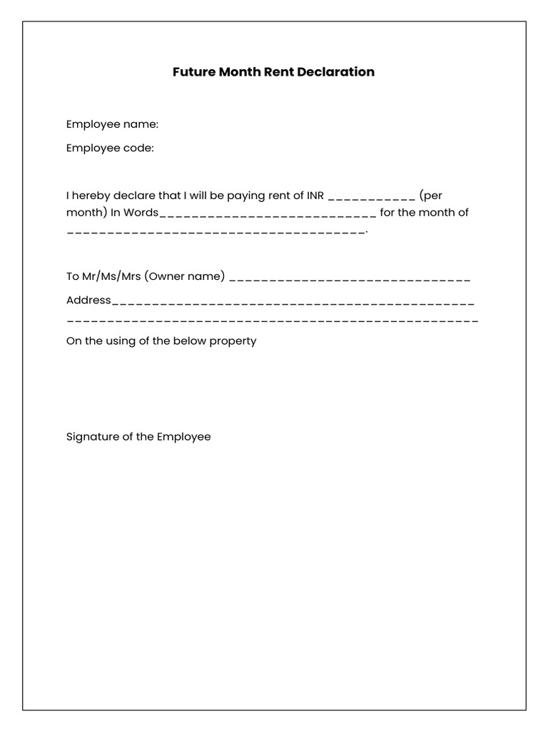 ANNEXURE - 6 - Rent Declaration (Jan To Mar 25) | PDF