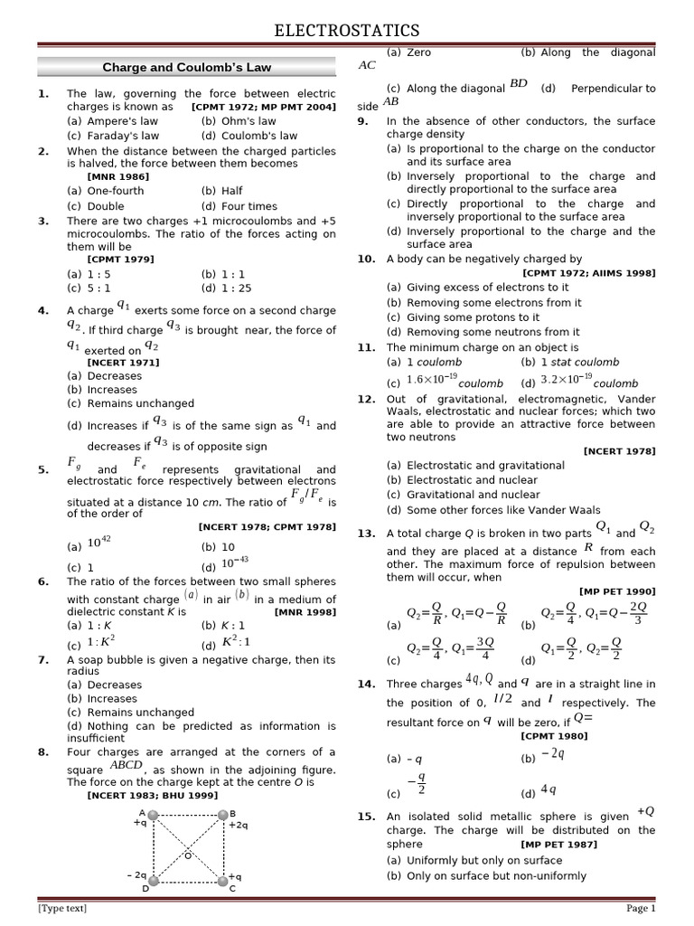 Assignment-I | PDF | Electric Charge | Electron