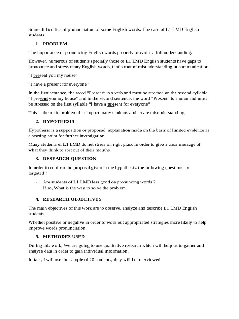 Pronunciation Challenges for L1 LMD Students | PDF