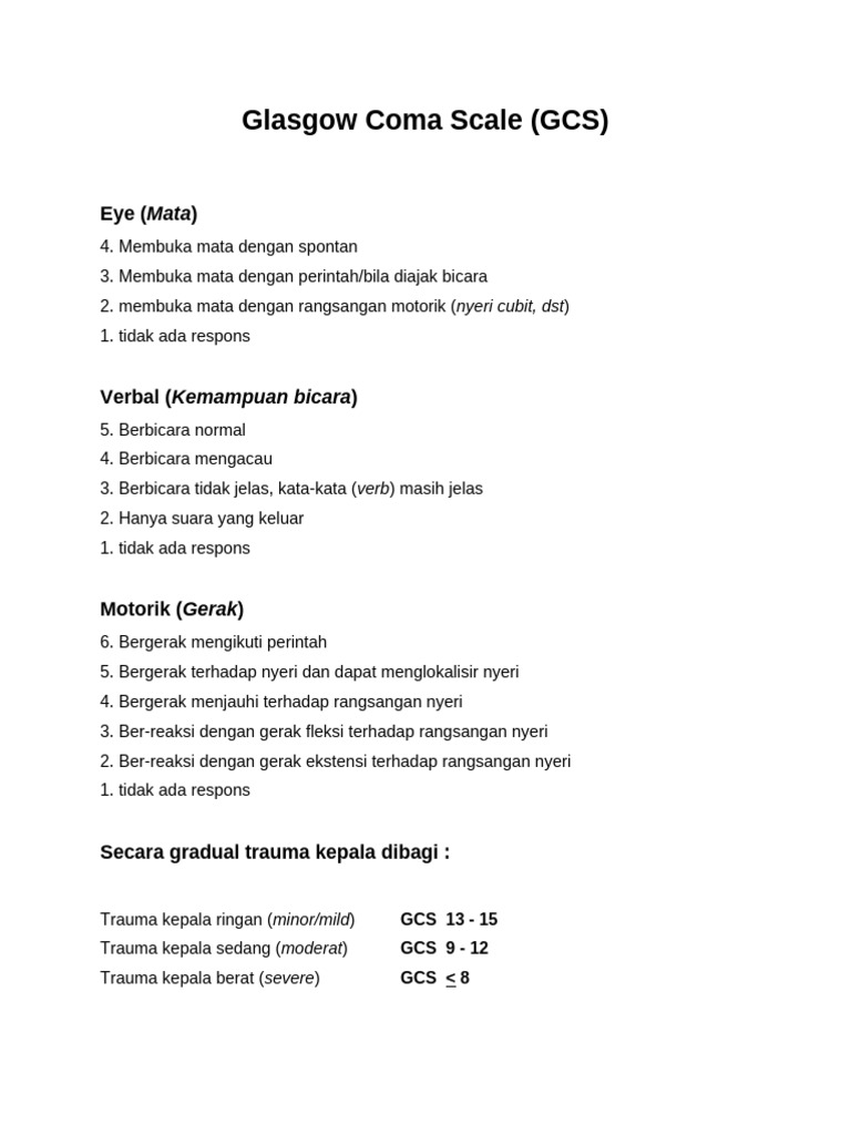 Glasgow Coma Scale | PDF
