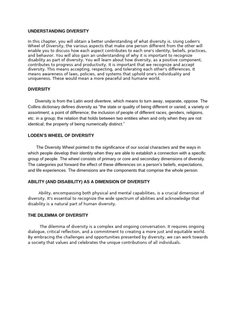 Understanding Diversity | PDF