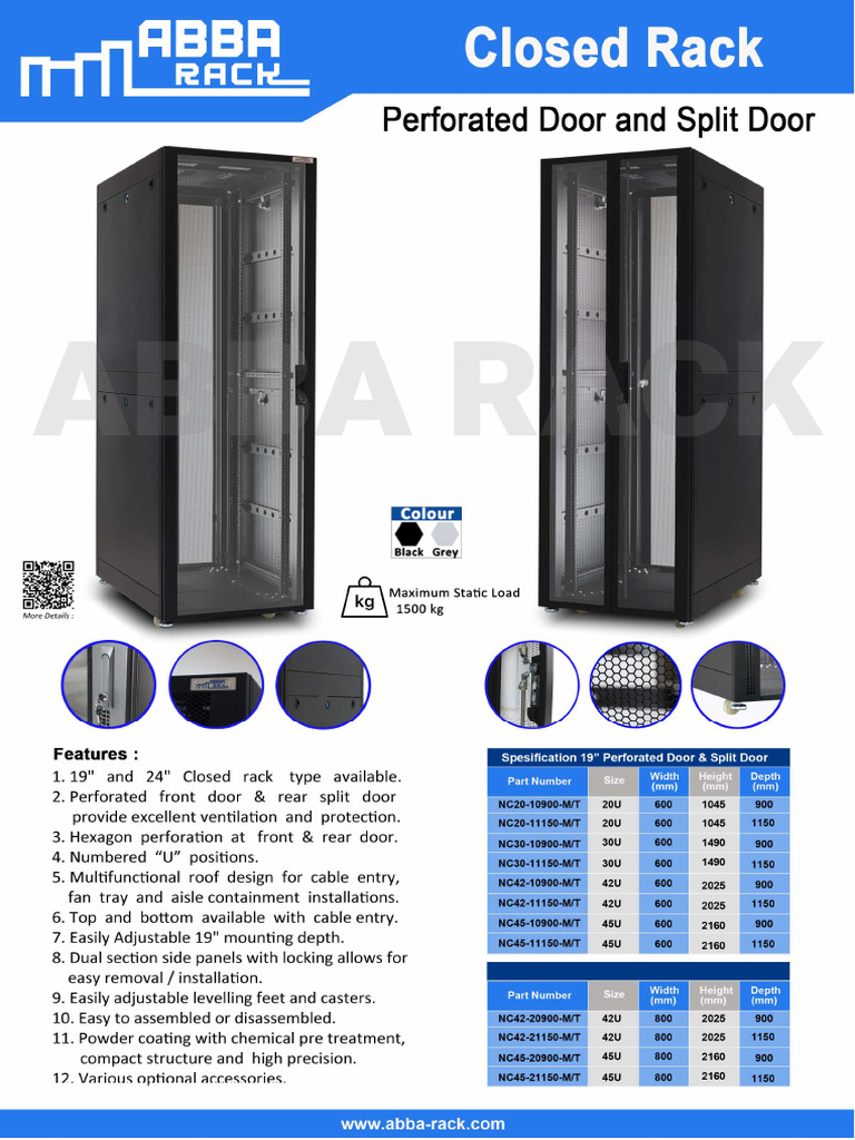 ABBA-RACK Closed Rack Perforated Door & Split Door Brochure | PDF