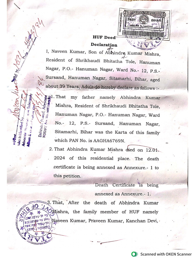 HUF Deed | PDF
