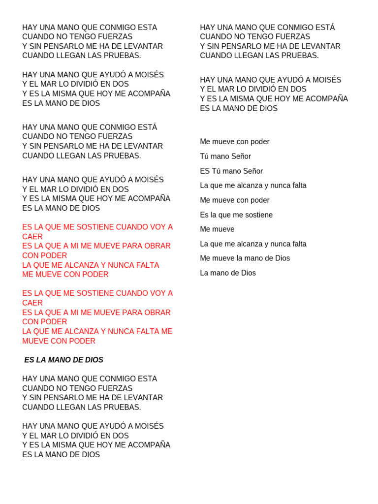 Hay Una Mano Que Conmigo Esta | PDF